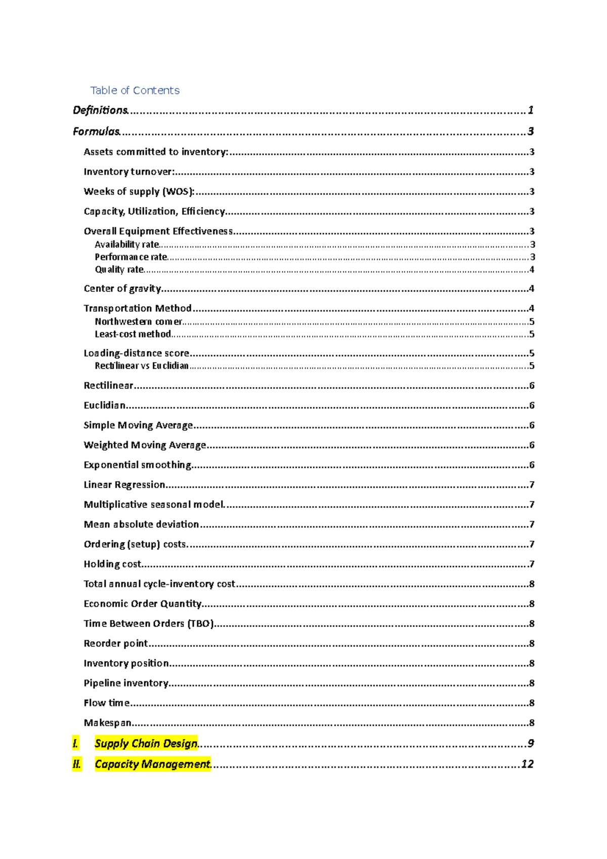 SCM Study Sheet - Comprehensive Overview of Supply Chain Management ...