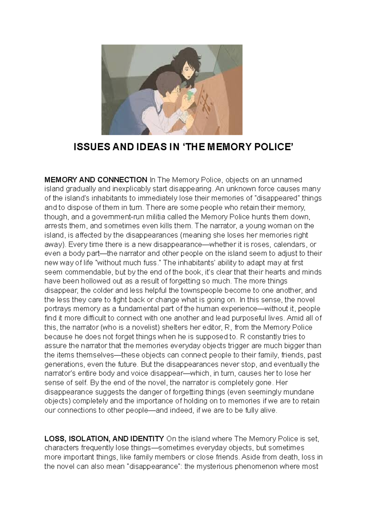 Issues and Ideas in The Memory Police: A Deep Dive - Studocu