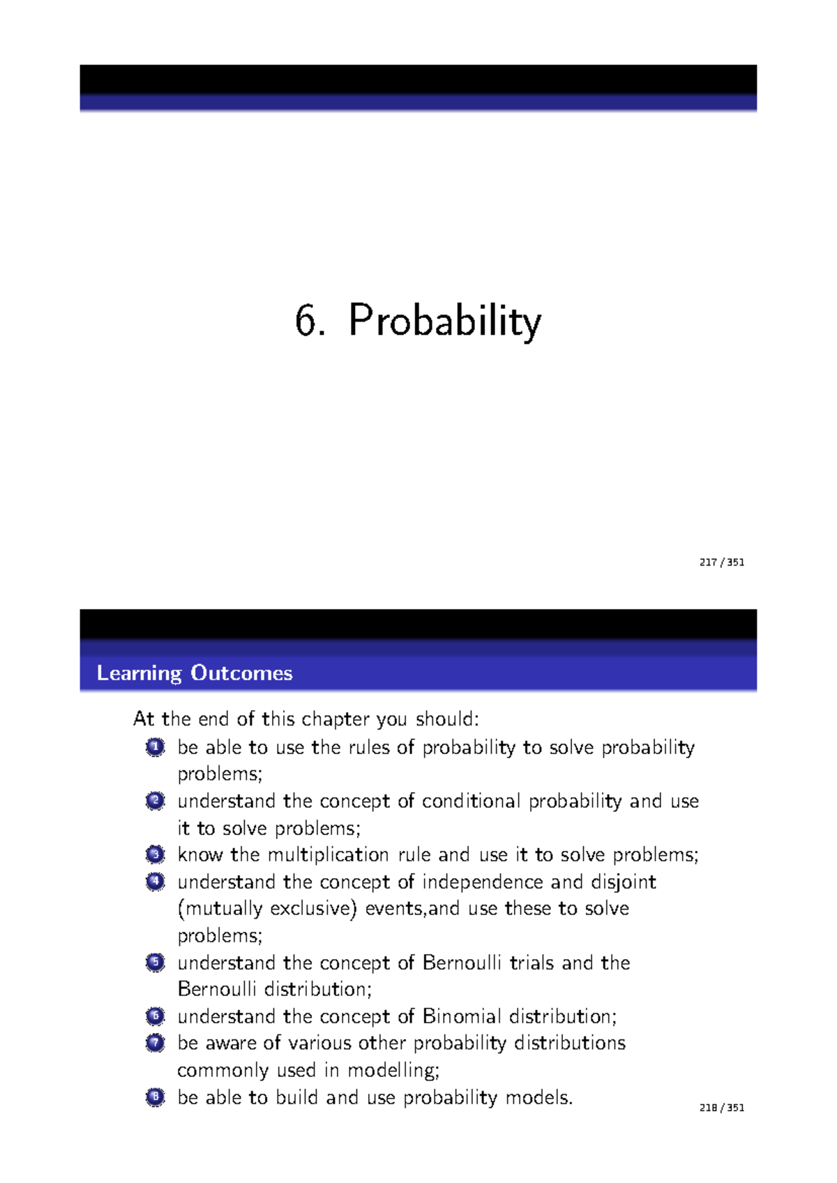 SCIE1500 - Probability Concepts and Learning Outcomes - Studocu
