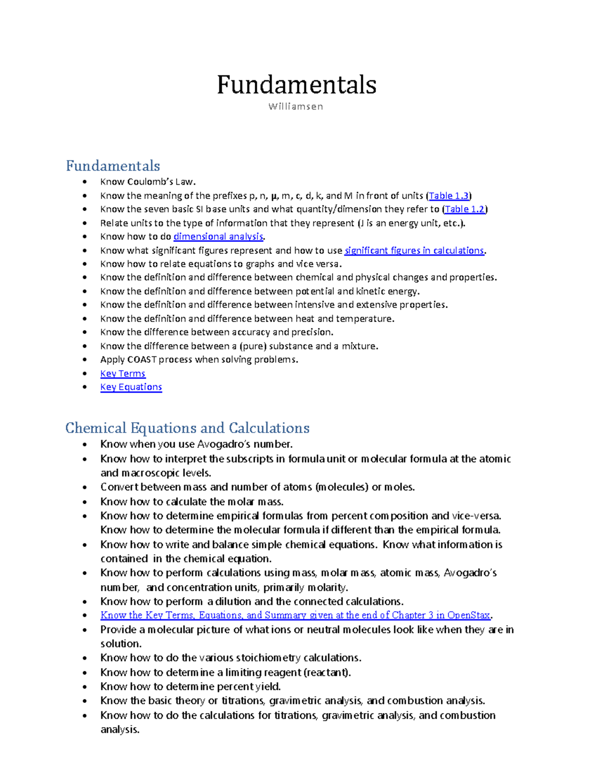 Fundamentals of Chemistry: Key Concepts & Calculations (CHEM 101) - Studocu