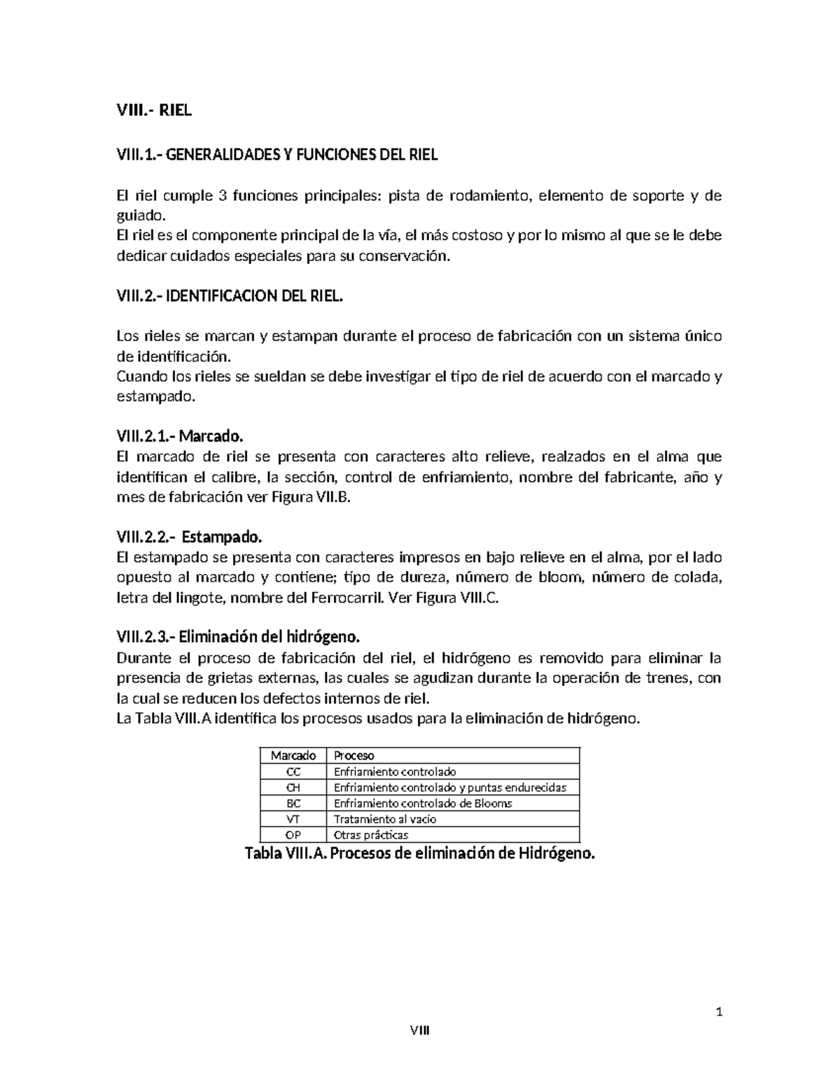 VIII. Riel: Funciones, Identificación y Composición Química - Studocu