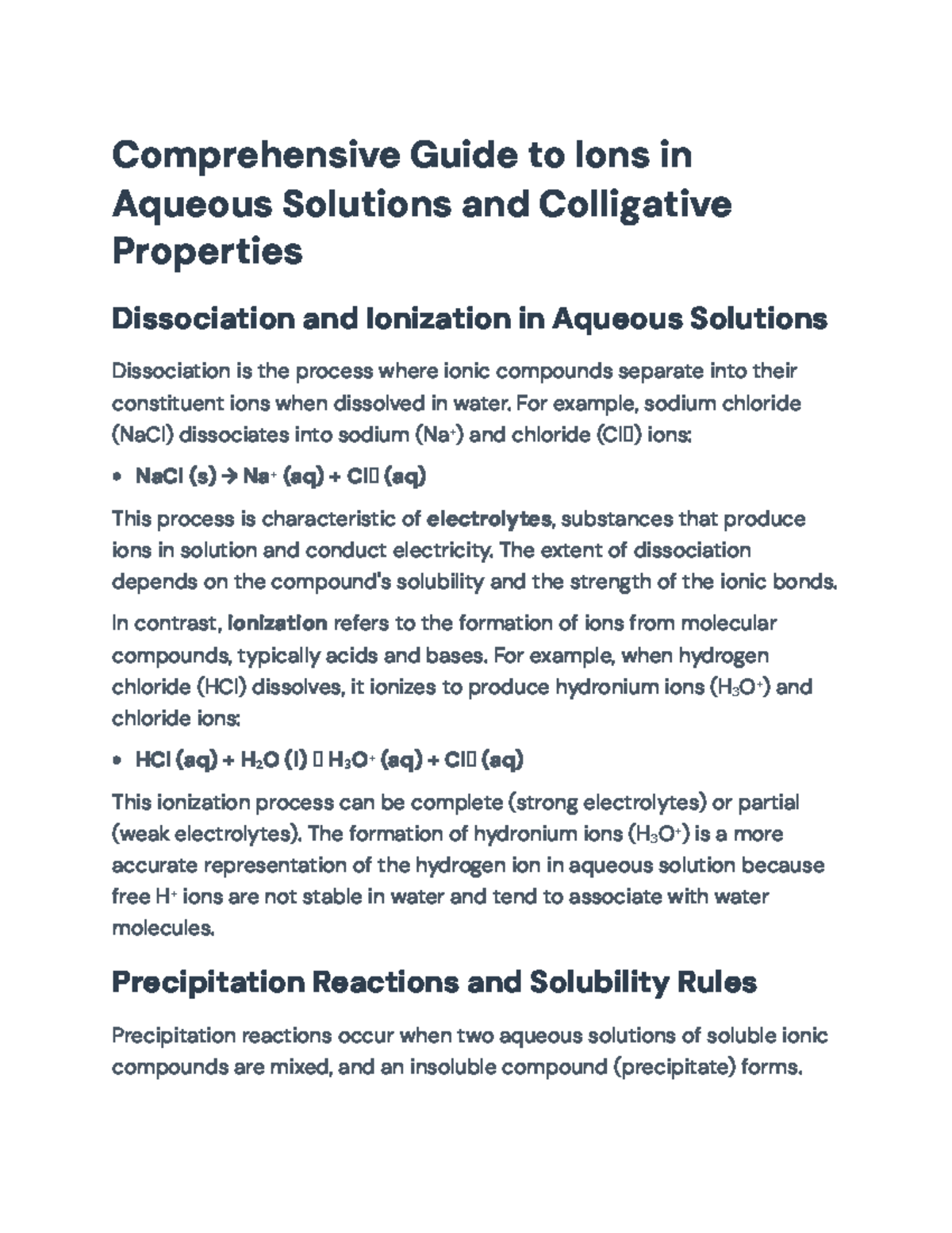 Comprehensive Guide to Ions & Colligative Properties (Chemistry 101 ...