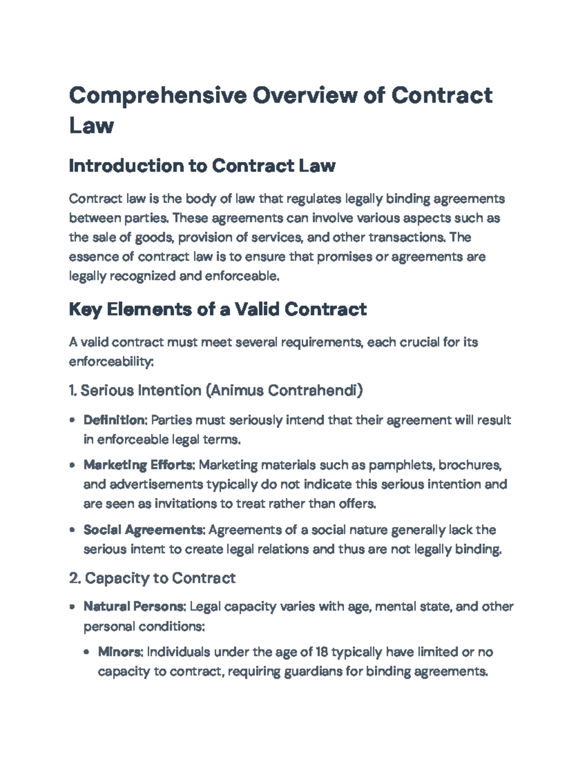 Contract Law Overview: Key Elements & Enforceability Insights - Studocu