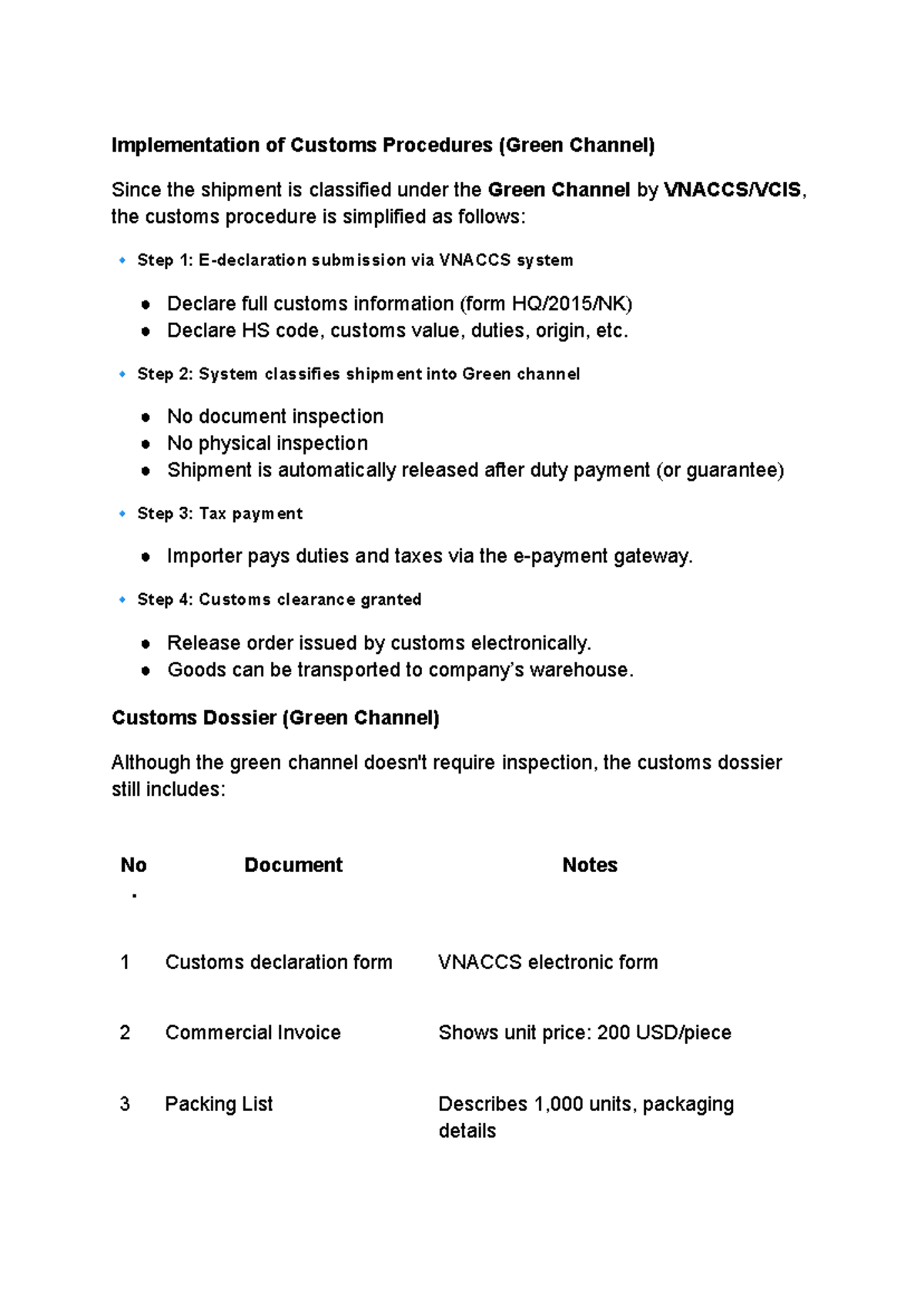 Customs Procedures Implementation: Green & Yellow Channels Overview ...