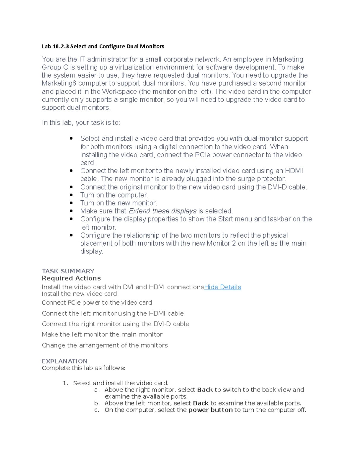 Chapter 9 labs - labsims - Lab 9.1 Manage Files TASK SUMMARY Required ...