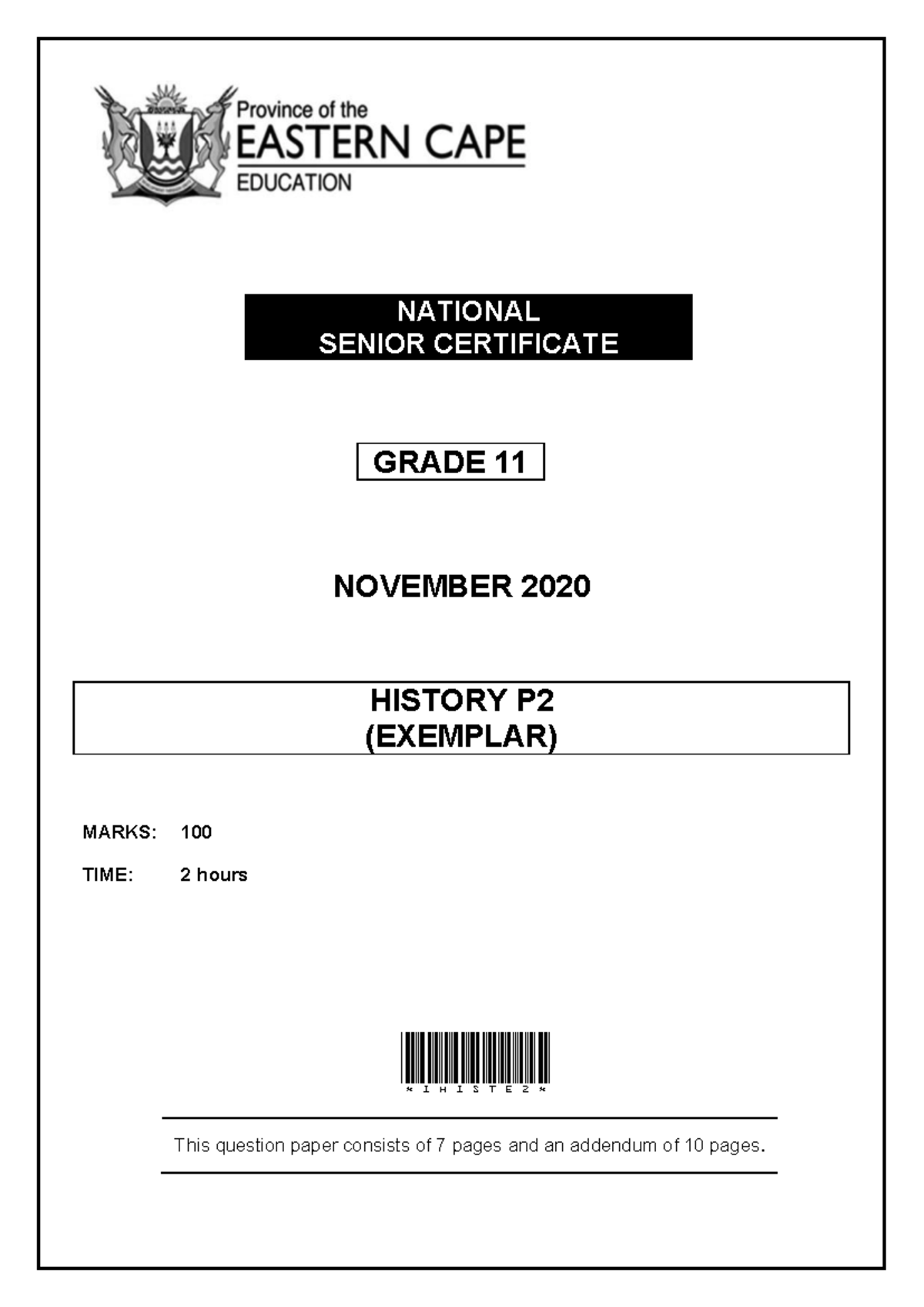 History P2 GR11 Exemplary Memo for November 2020 - QP Analysis - Studocu