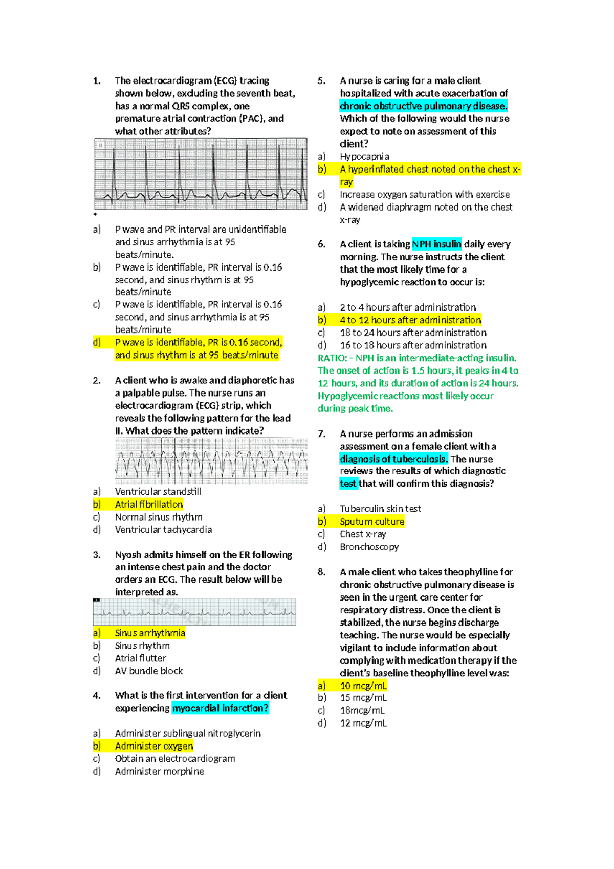 Assessment-EXAM-MS-1 - The electrocardiogram (ECG) tracing shown below ...