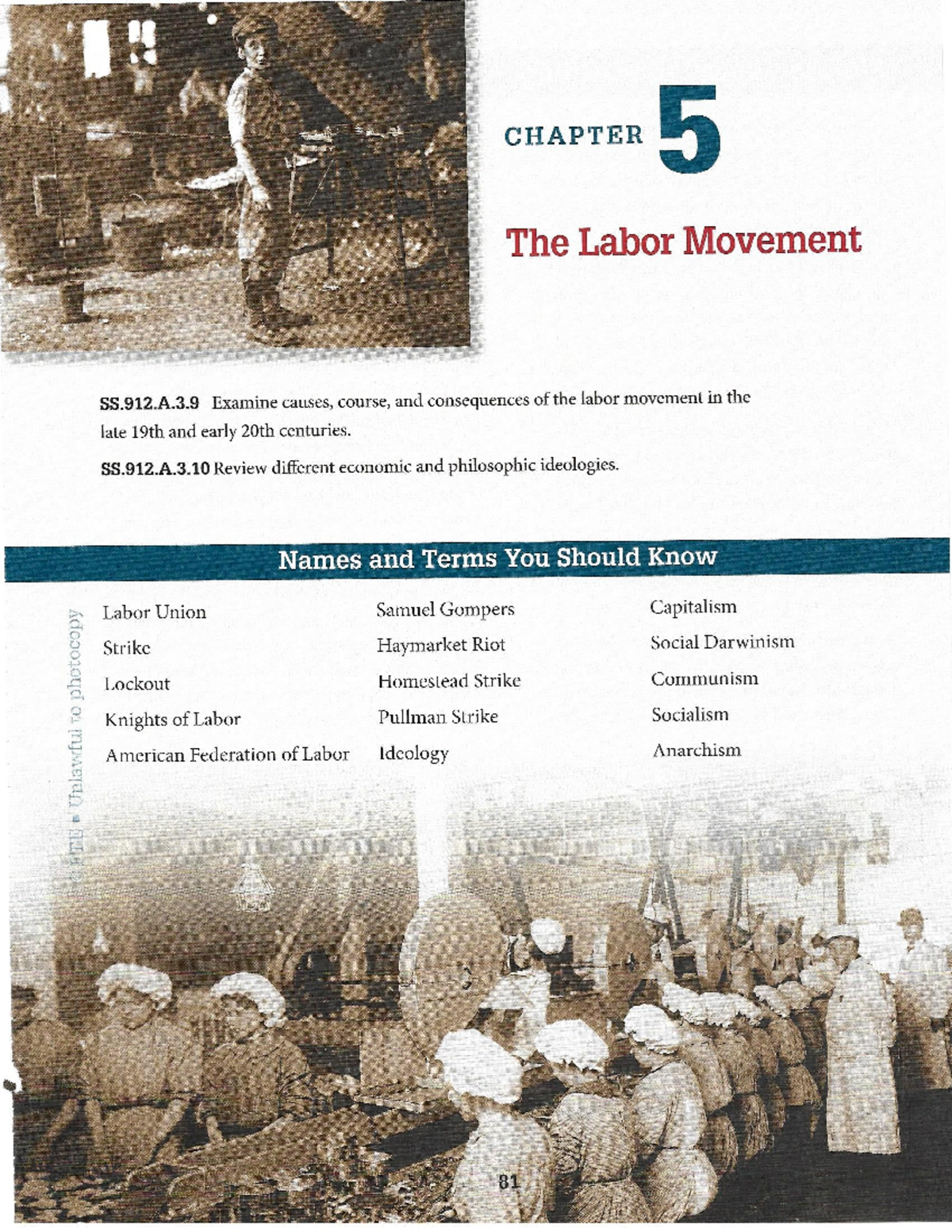CHAPTER 5 The Labor Movement: Causes, Ideologies, and Key Events in ...