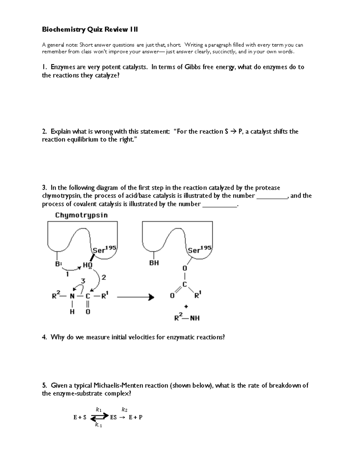 BIOL 301 Biochemistry Exam 3 Review Questions and Answers - Studocu