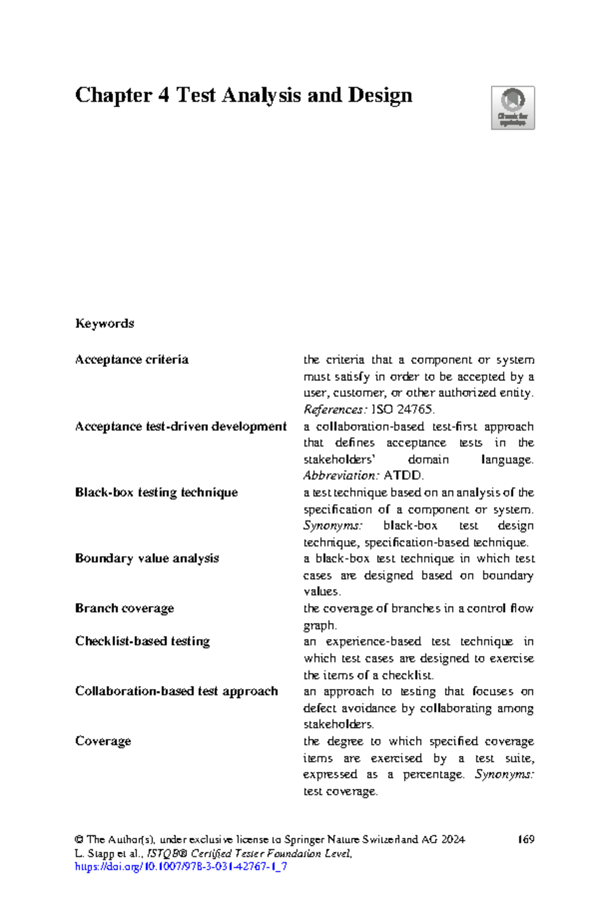 Chapter 4: Test Analysis and Design Techniques (K3) - Studocu