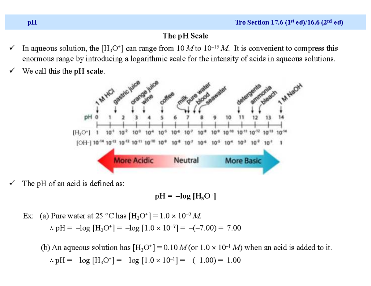 Acids and Bases: pH Scale & Calculations Overview (Chem 101) - Studocu