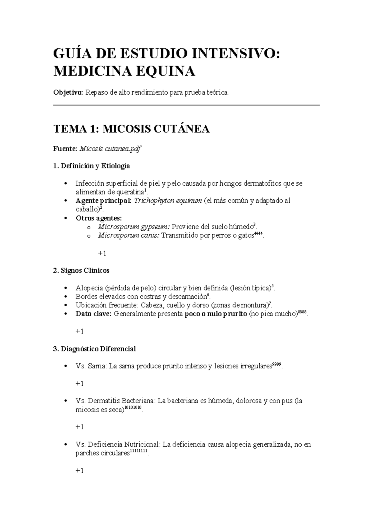 GUÍA DE ESTUDIO INTENSIVO: MEDICINA EQUINA - TEMA 1 A 7 - Studocu