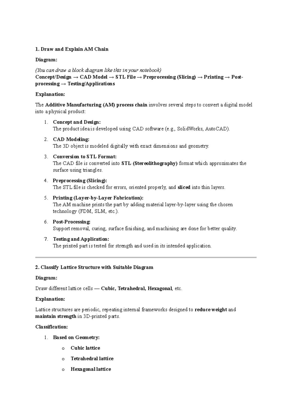 AM ICT Ans: Additive Manufacturing Process Chain & Support Structures ...