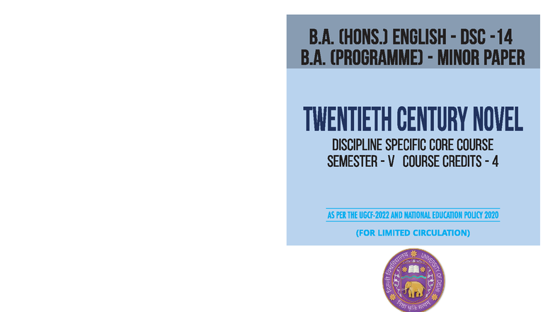 20th Century Novel: A Study Guide for 5th Sem English Minors - Studocu