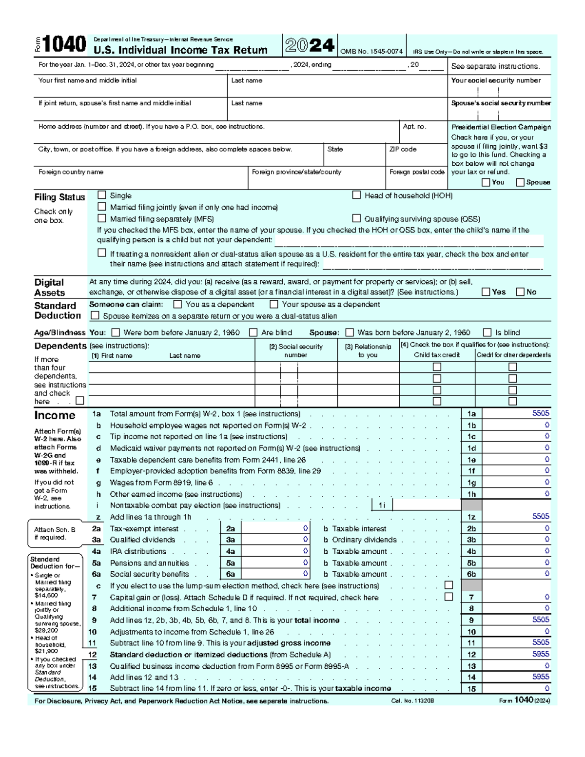 F1040 Edgar - Summary Maths 55 - Form 1040 U. Individual Income Tax ...
