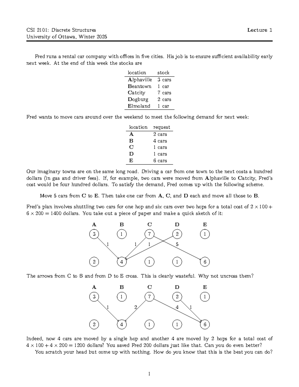 25L01 - lecture 1 - CSI 2101: Discrete Structures Lecture 1 University of Ottawa, Winter 2025 ...