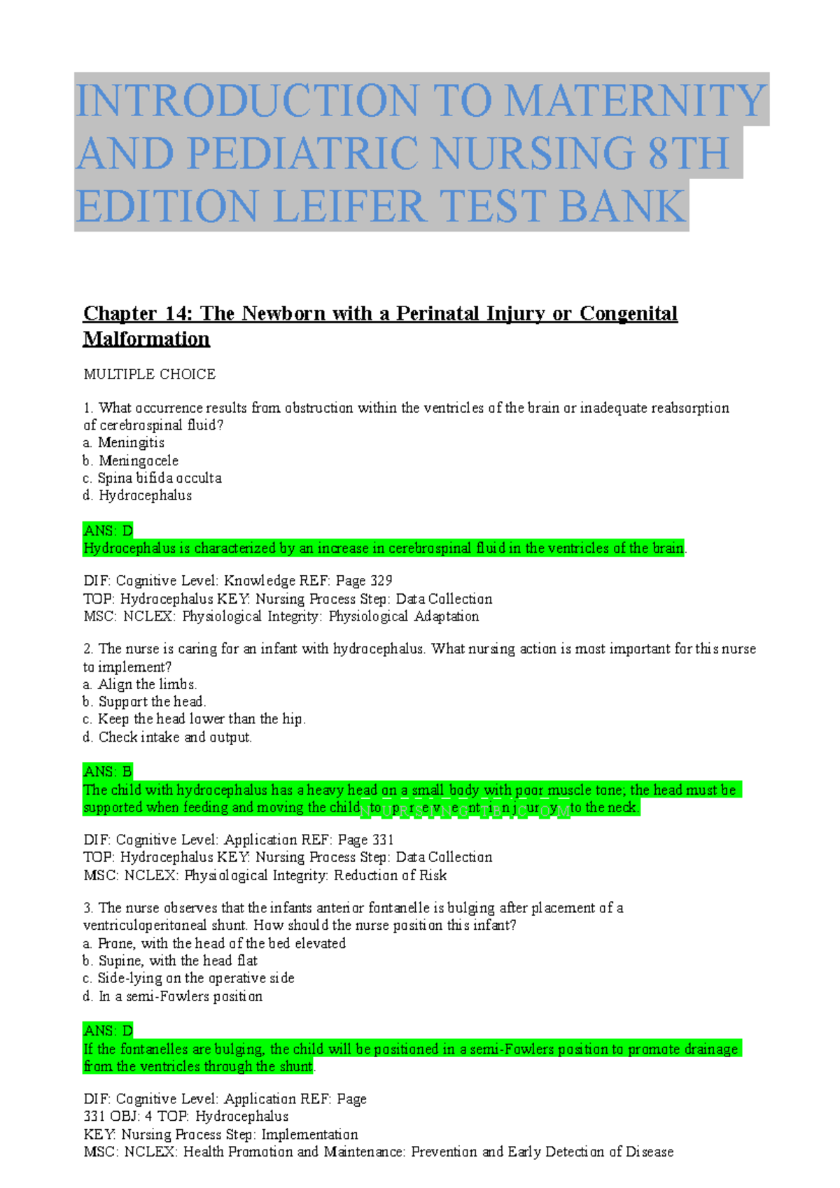 TB Chapter 14 The Newborn with a Perinatal Injury or Congenital ...