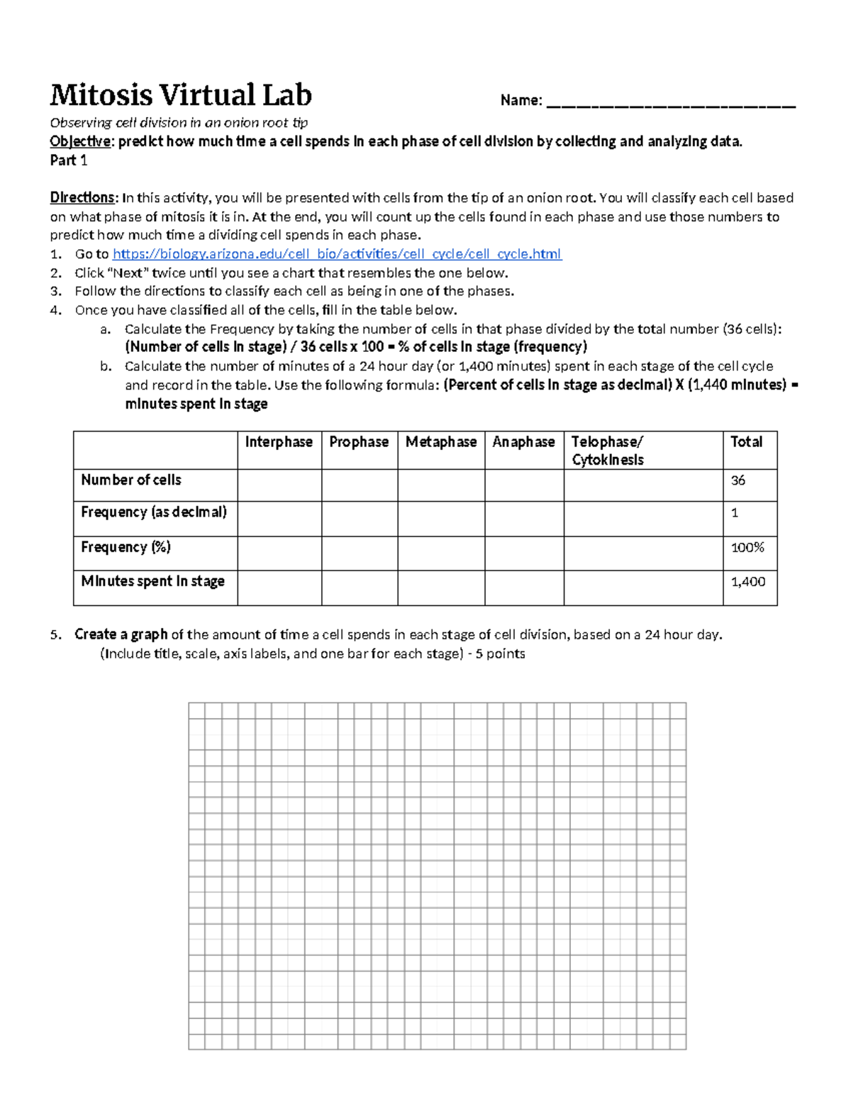 Mitosis Virtual Lab: Analyzing Cell Division in Onion Roots - Studocu