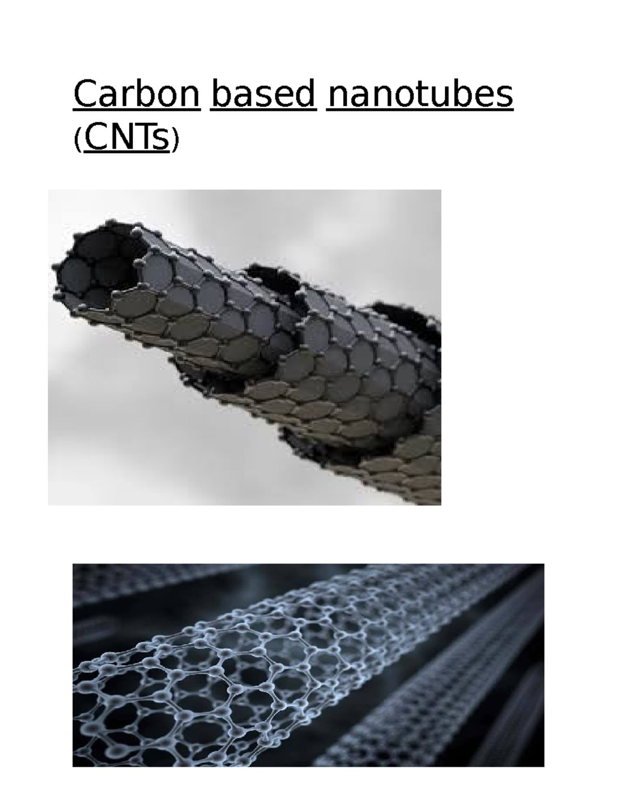 CNTs: Synthesis, Properties, and Applications in Nanotechnology - Studocu
