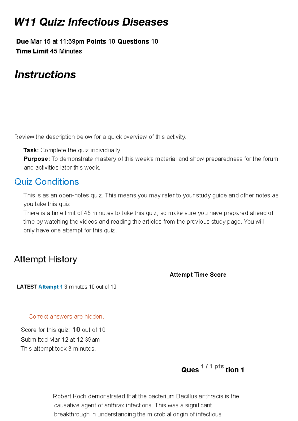 W11 Quiz Infectious Diseases Sustaining Human Life - W11 Quiz ...