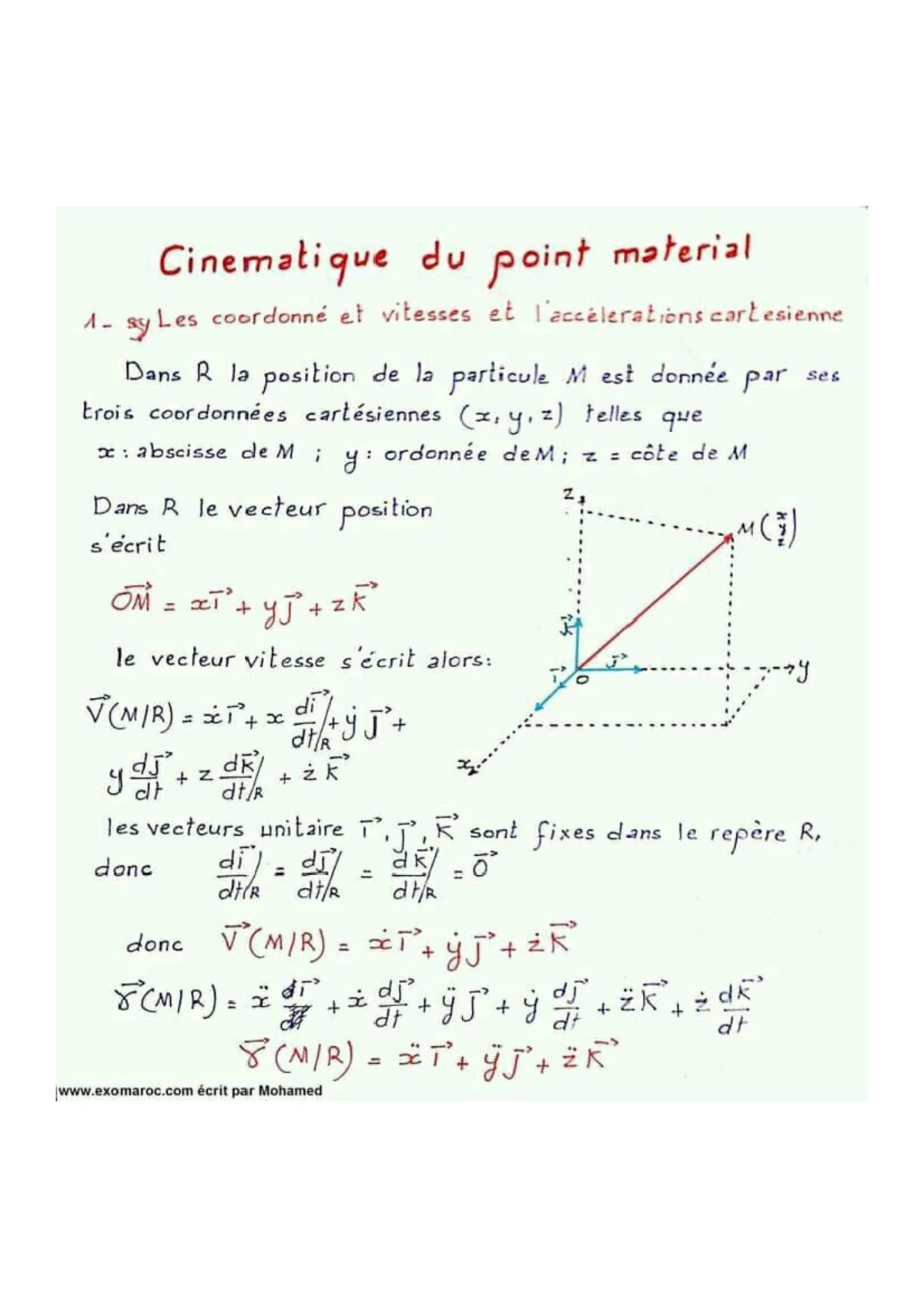 Coordonnées Curvilignes et Base de Frenet - Chapitre 1 de Cinématique ...