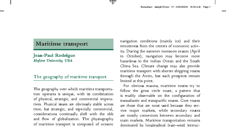 Maritime Transport Geography: Insights and Impacts (Wbieg0155) - Studocu