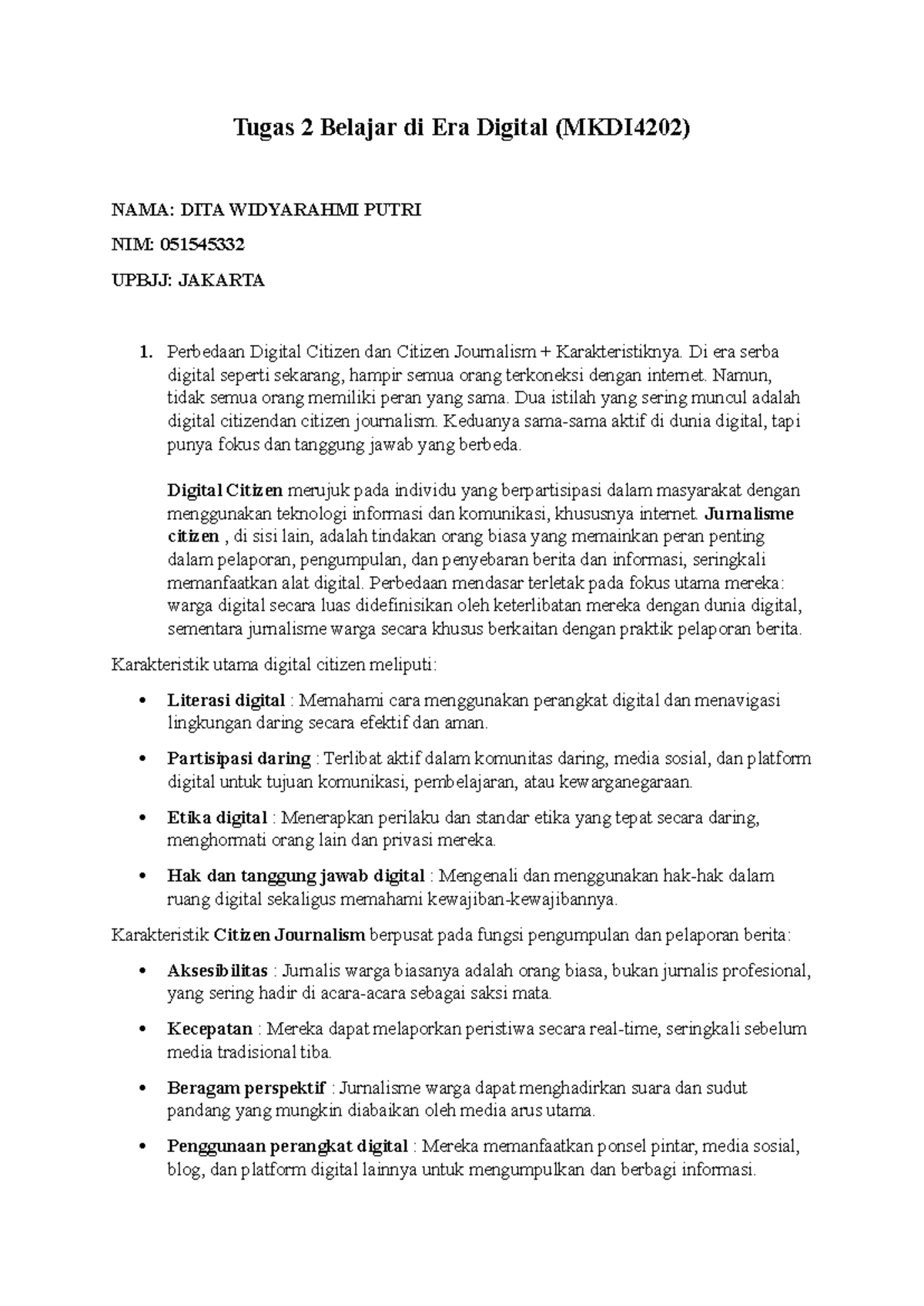 Tugas 2: Perbedaan Digital Citizen & Citizen Journalism (MKDI4202 ...