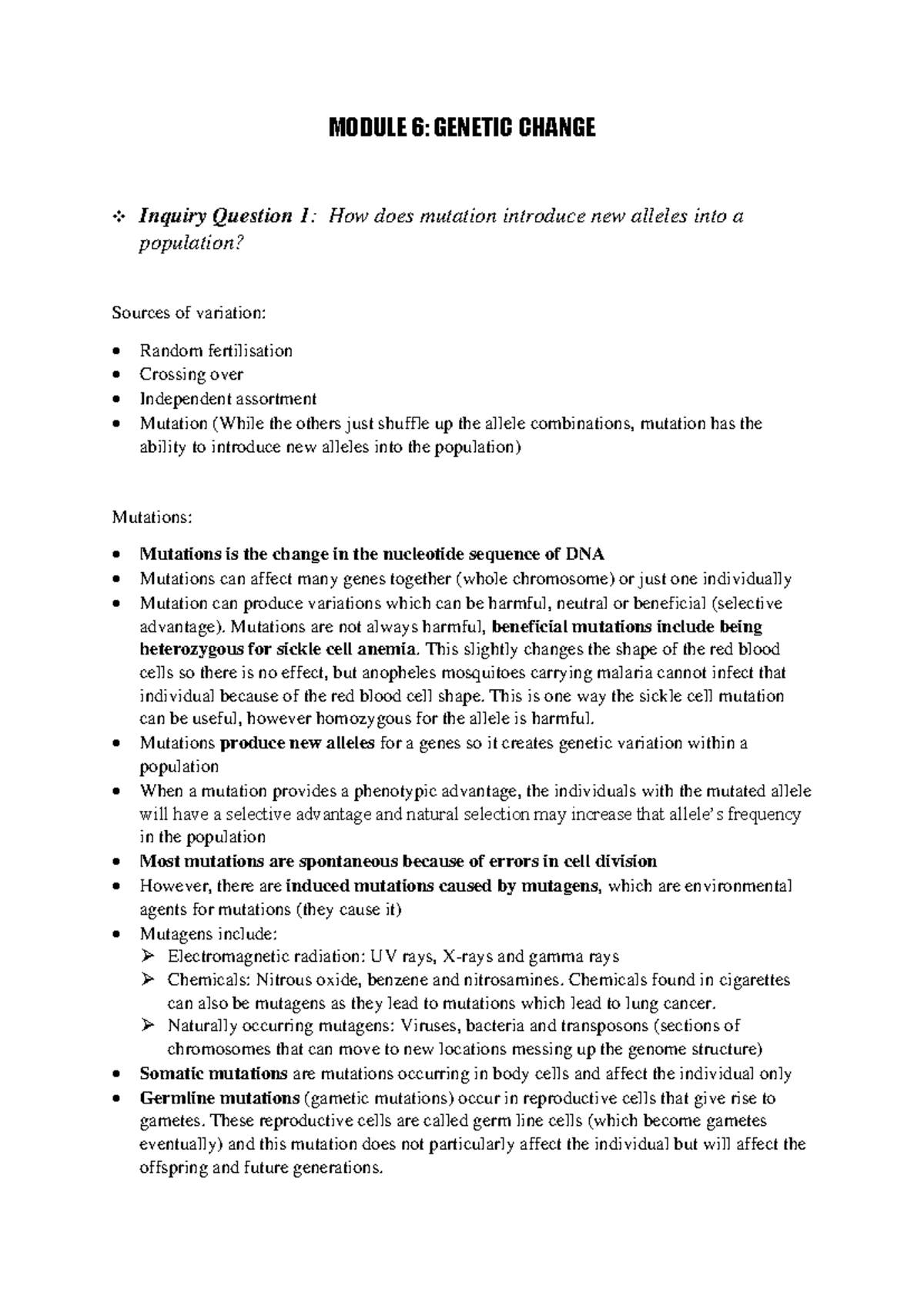 Module 6: Genetic Change - Understanding Mutation and Its Impact on ...