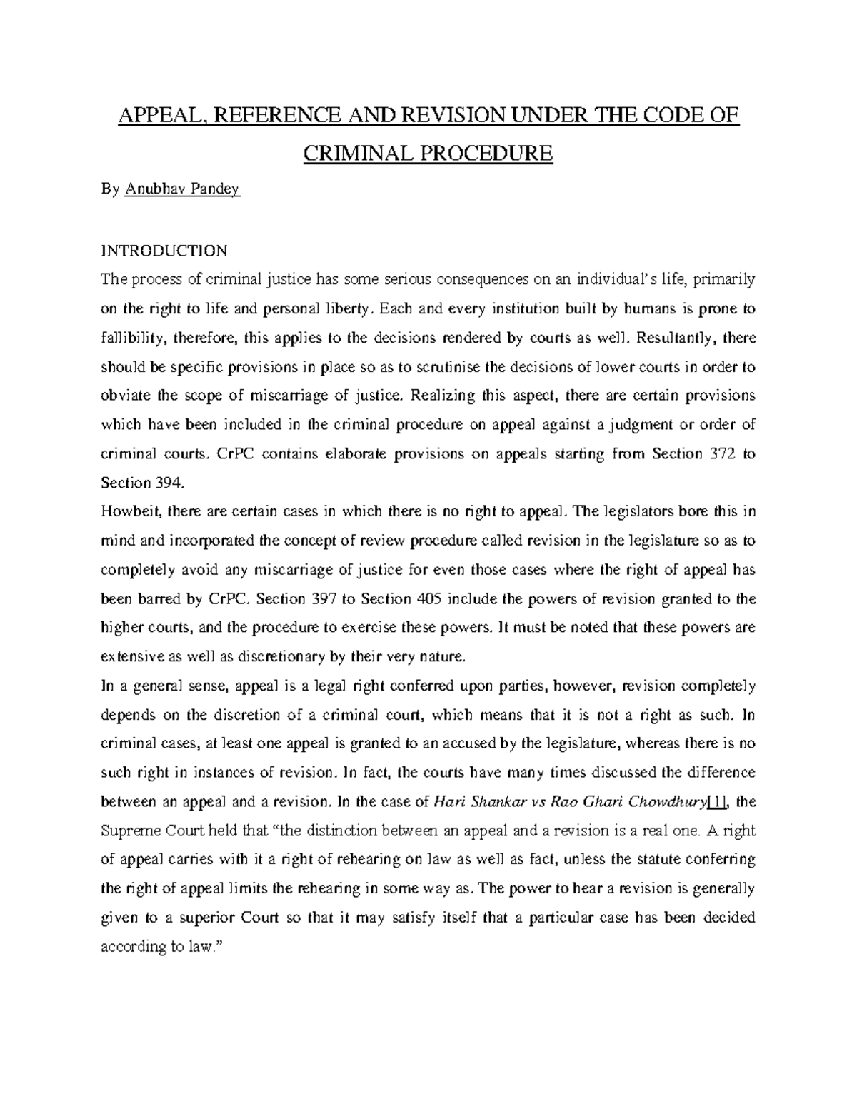CrPC Appeal and Revision: Examining Legal Procedures and Rights - Studocu