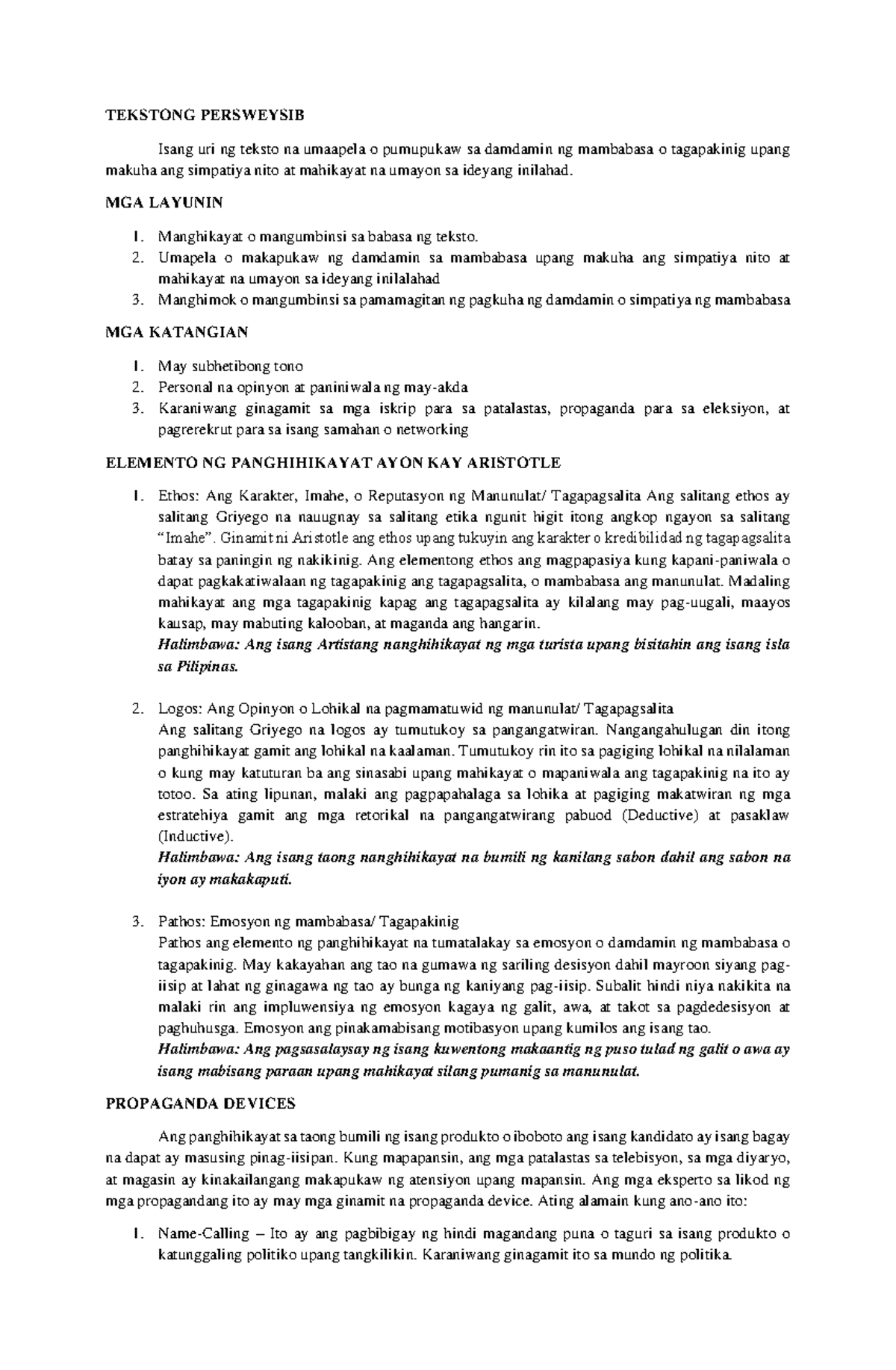 Tekstong Persweysib: Kahulugan, Elemento at Mga Estratehiya (Kurso ...