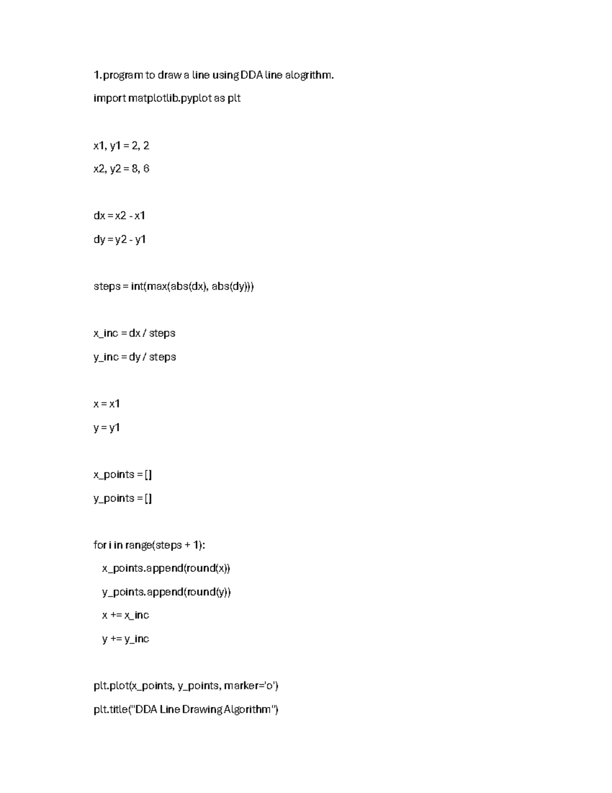 CGM Practical: Line and Circle Drawing Algorithms - Studocu
