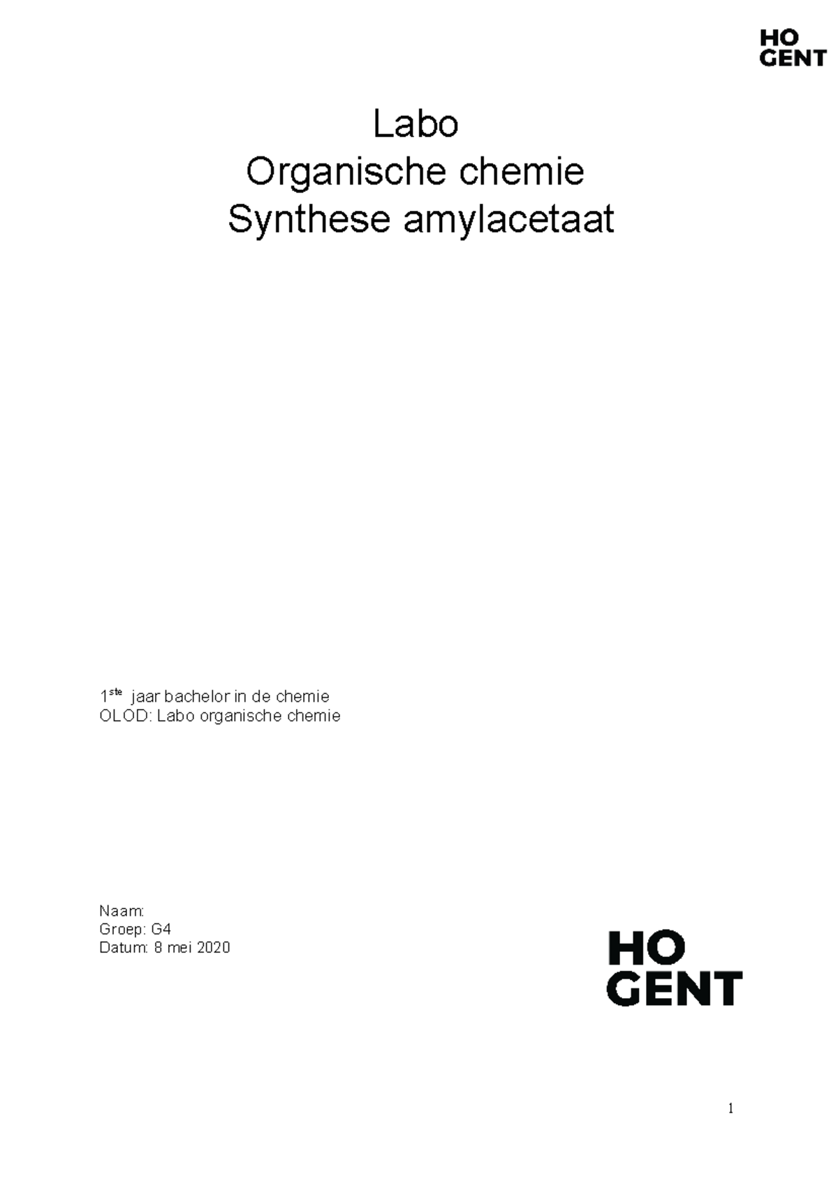 Synthese amylacetaat - Labo Organische chemie Synthese amylacetaat 1 ...