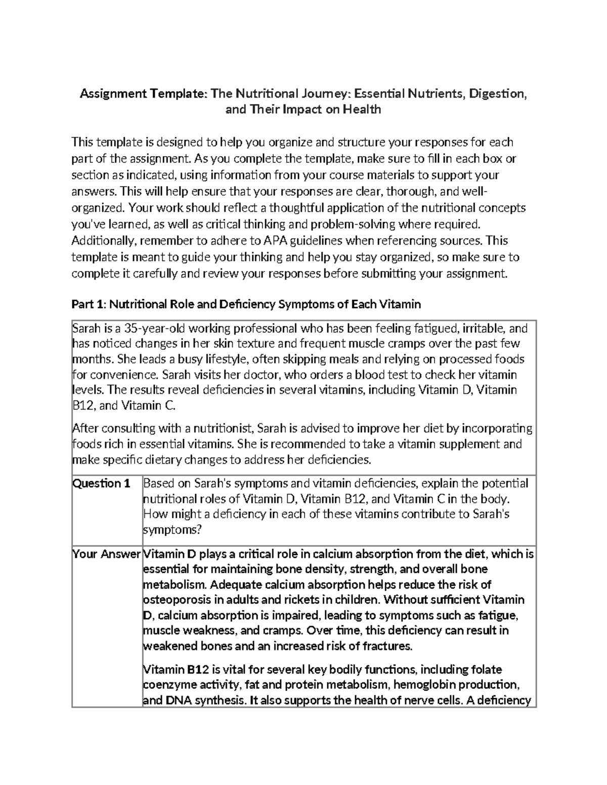 NUTRI101 Nutritional Journey: Essential Nutrients & Health Impact - Studocu