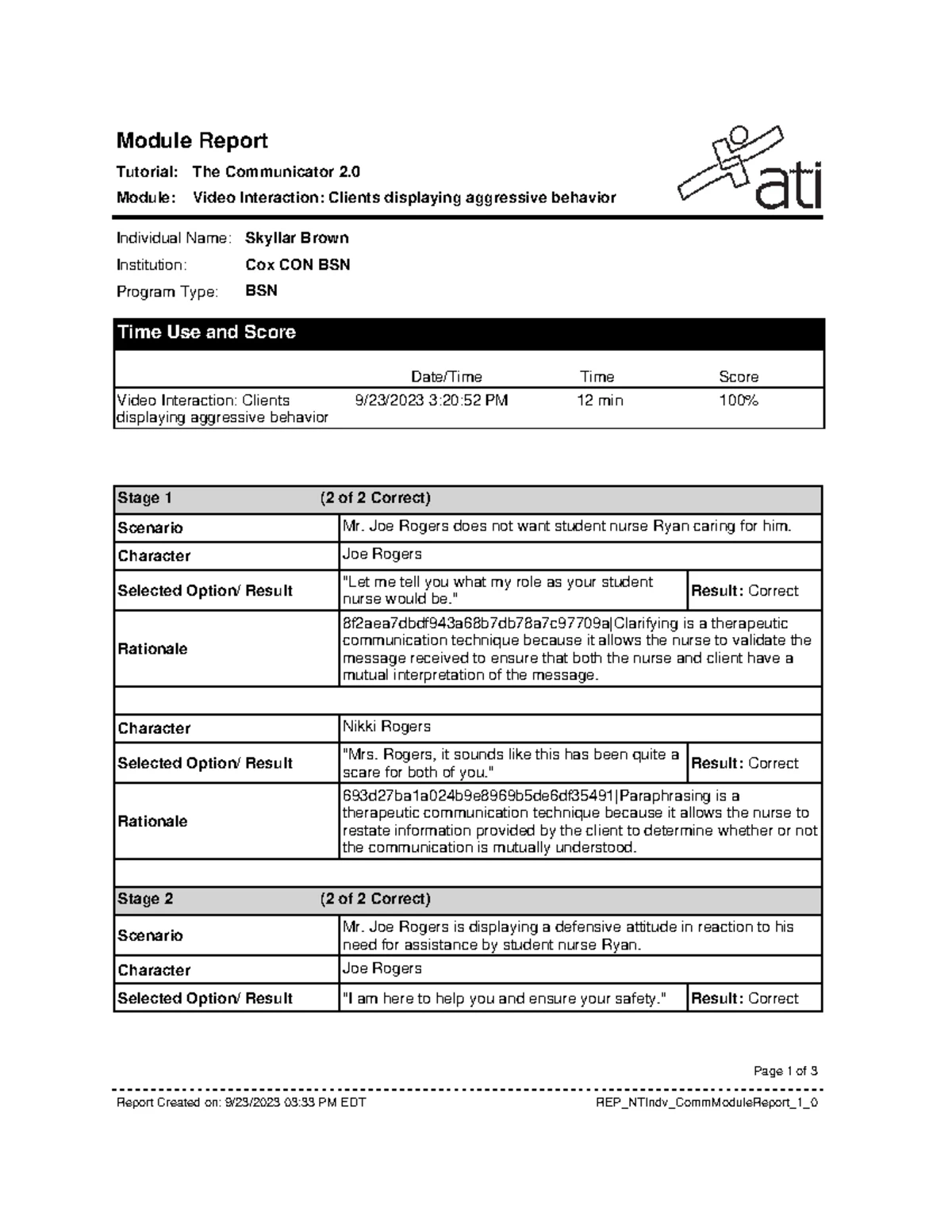 Simulation Results - ATI - Module: Virtual Interaction: Clients and ...