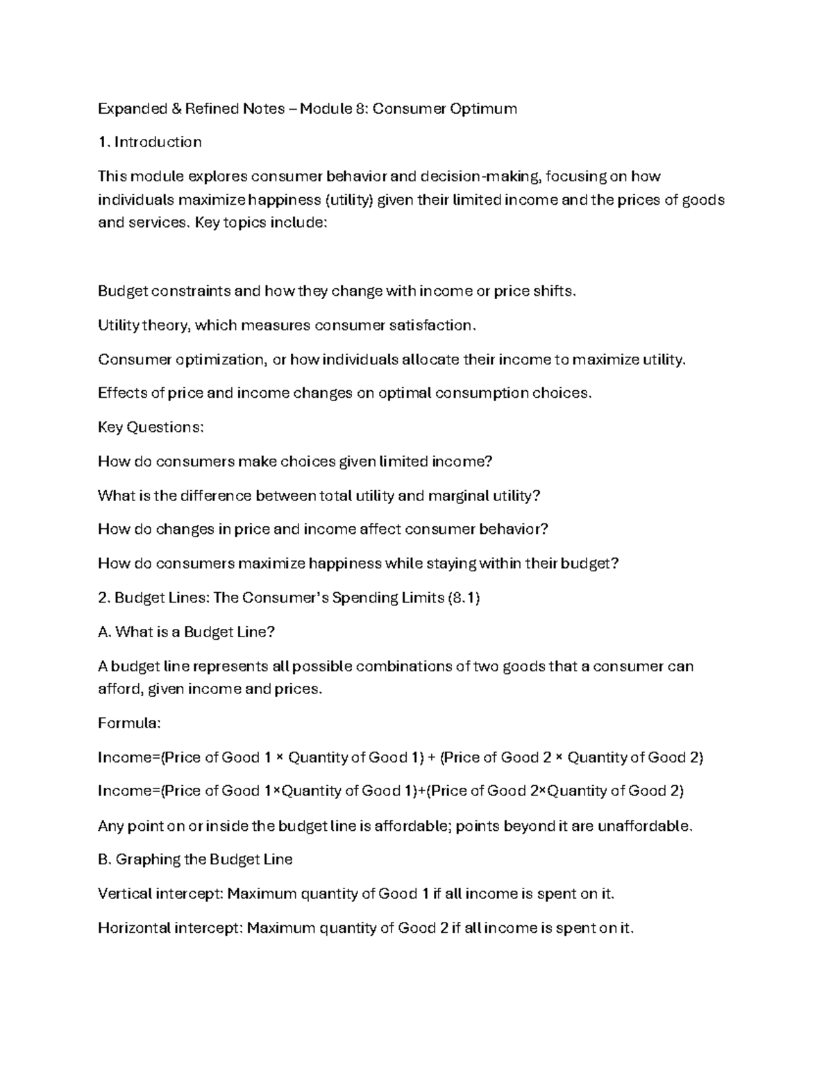 ECONB251 Module 8 notes - Expanded & Refined Notes – Module 8: Consumer ...