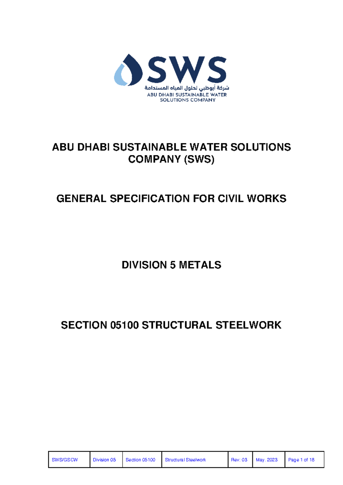 SWS General Specification for Civil Works: Structural Steelwork ...