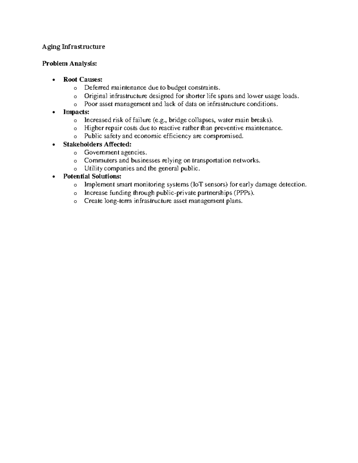 Aging Infrastructure Challenges: Root Causes & Solutions - CE 101 - Studocu