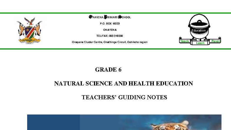 NSHE GRADE 6 GUIDING NOTES: NATURAL SCIENCE & HEALTH EDUCATION - Studocu