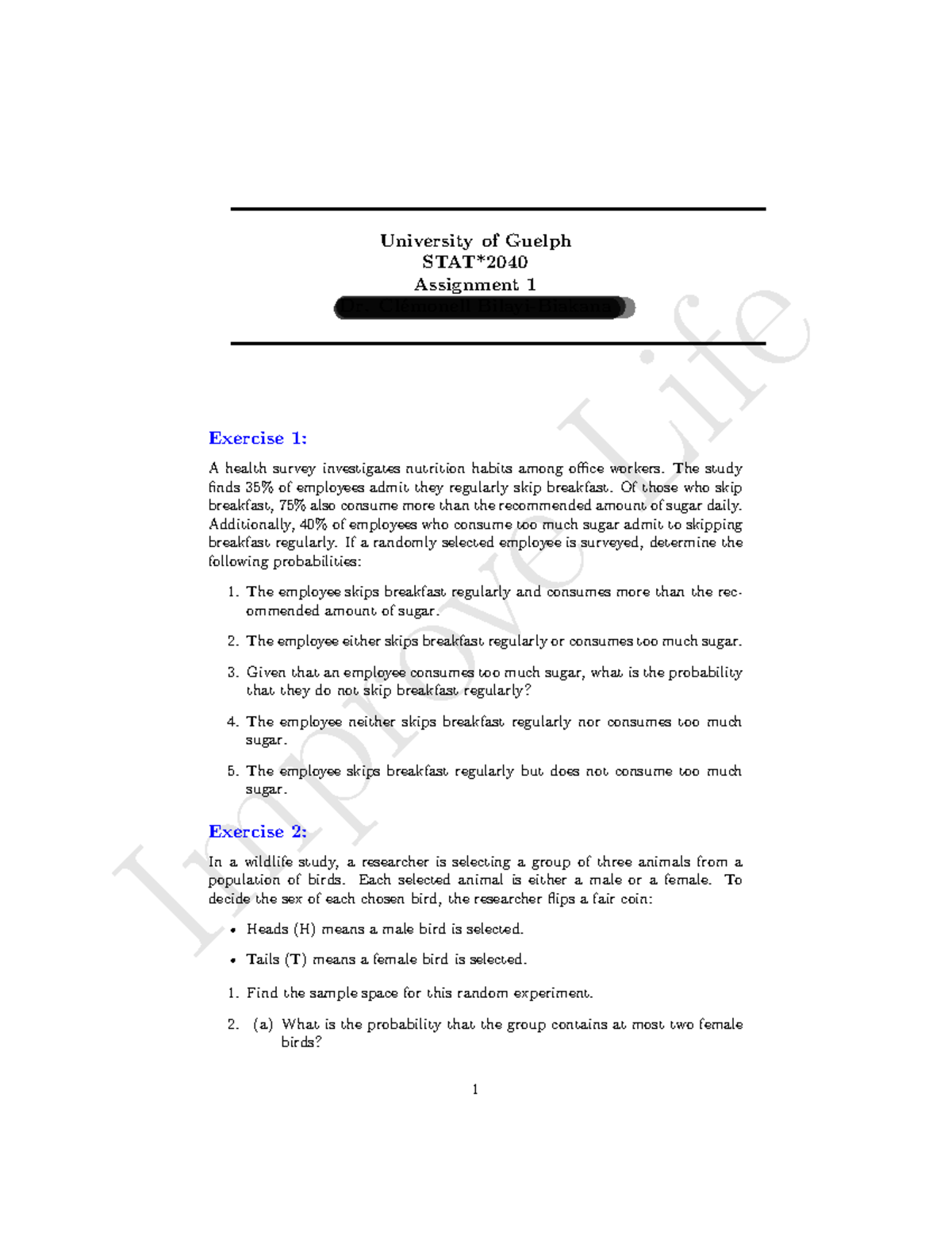 Assignment 1: Health & Probability Analysis - Stats 2040 - Studocu