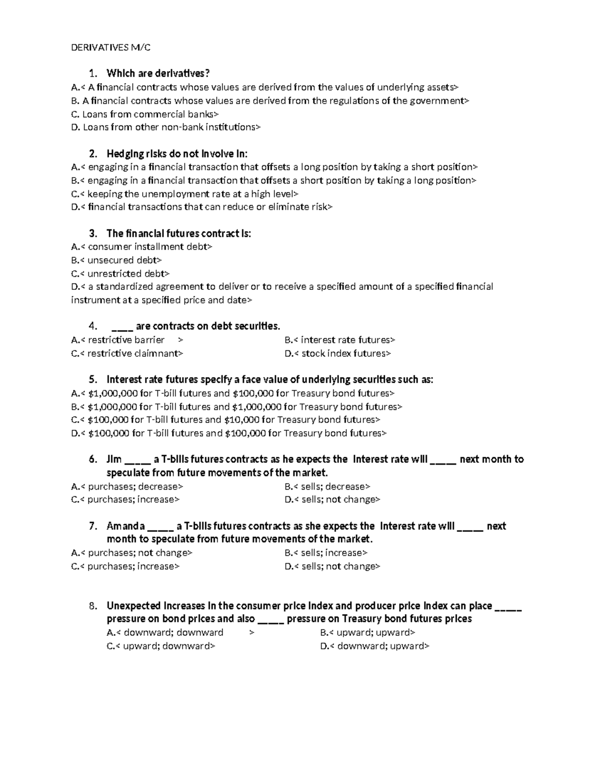 Derivatives 101: Key Concepts and Problem Solving Notes - Studocu
