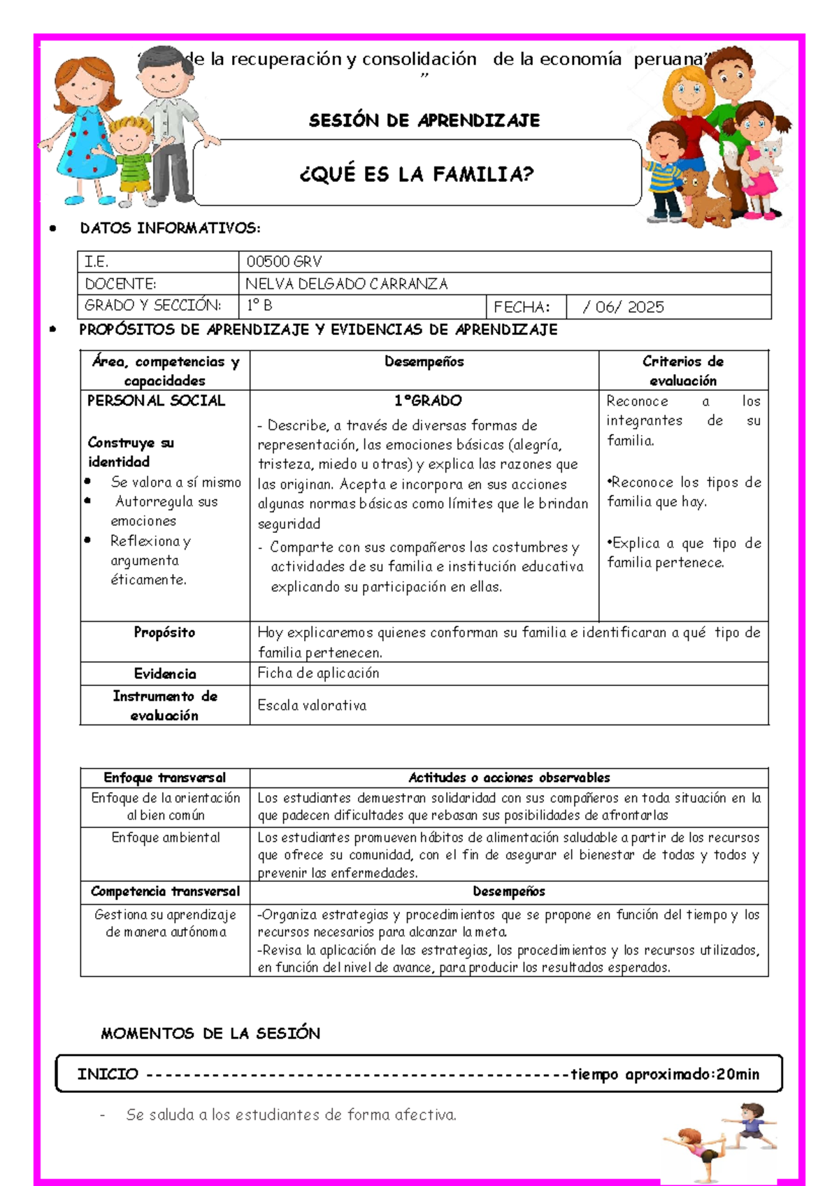 Sesión PS: ¿Qué es la Familia? - Aprendizaje y Evaluación - Studocu