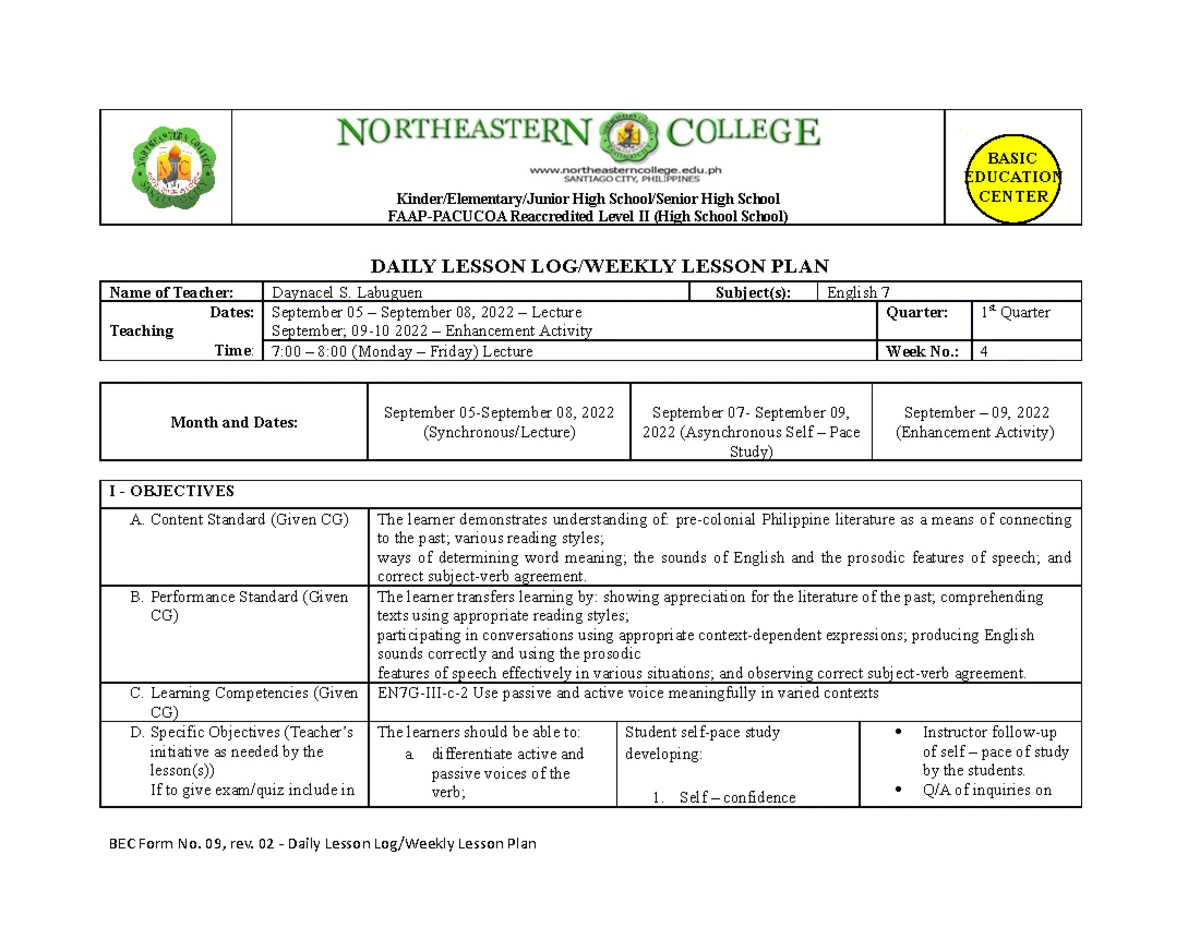 Revising A Draft - Detailed Lesson Plan - DETAILED LESSON PLAN in ...