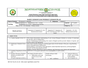 DLP-ENG-G10-Q1-MELC-1.-WEEK 1 - LESSON PLAN IN ENGLISH 10 School Grade Level & Section 10 - Studocu