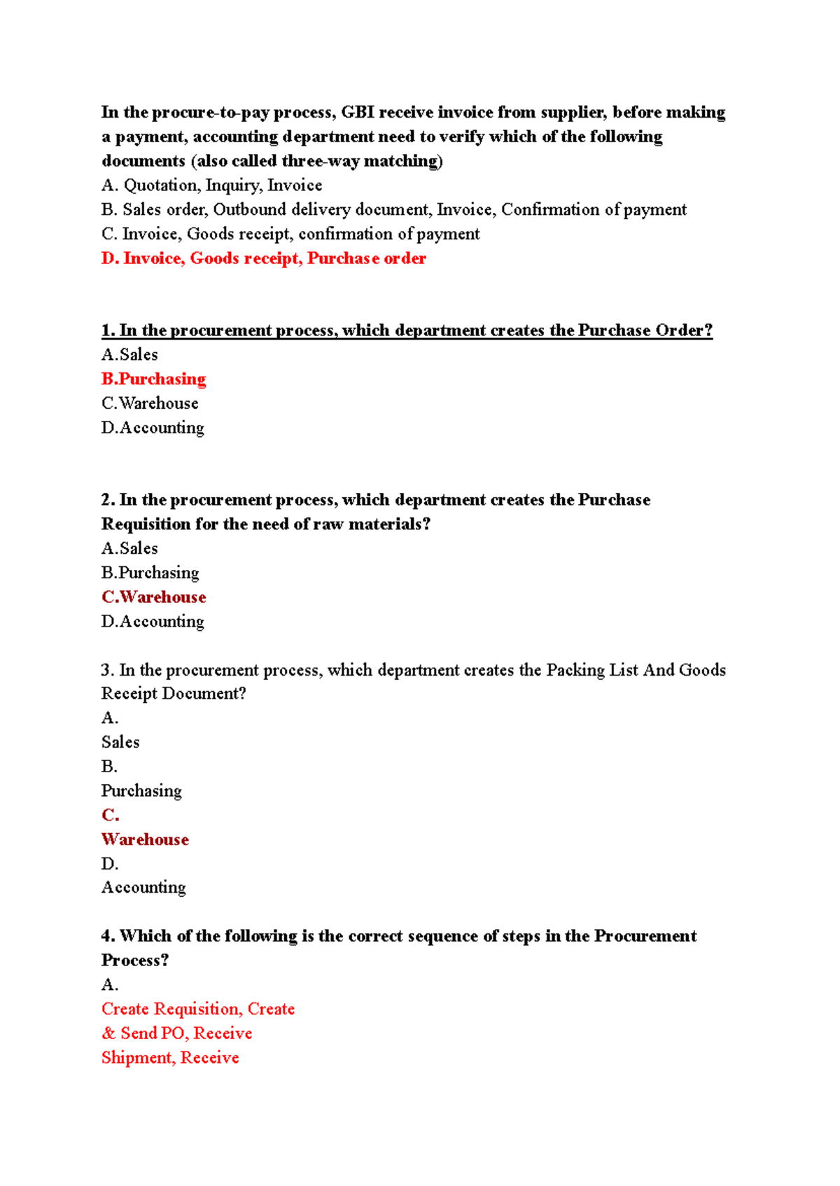 BIS - Procurement Process and Invoice Verification Study Guide - Studocu