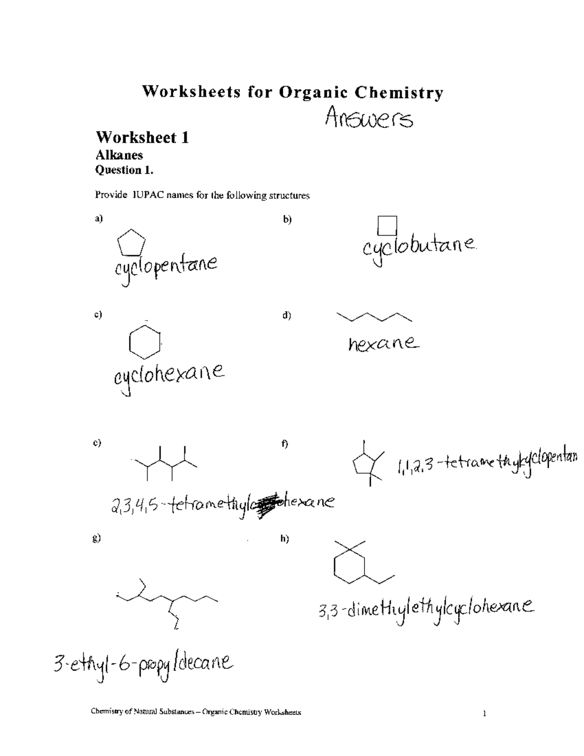 Isomer Practice: Organic Chemistry Worksheets & Answers (Chem 101 ...