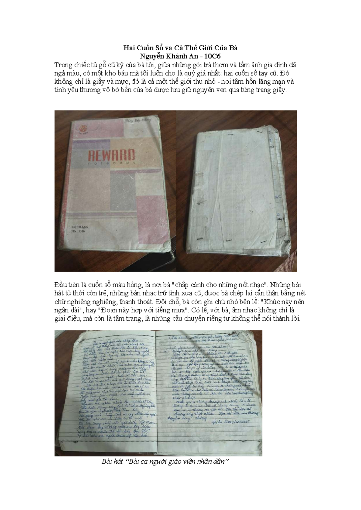 Hai Cuốn Sổ Của Bà Nguyễn Khánh An 10C6: Kho Tàng Ký Ức - Studocu