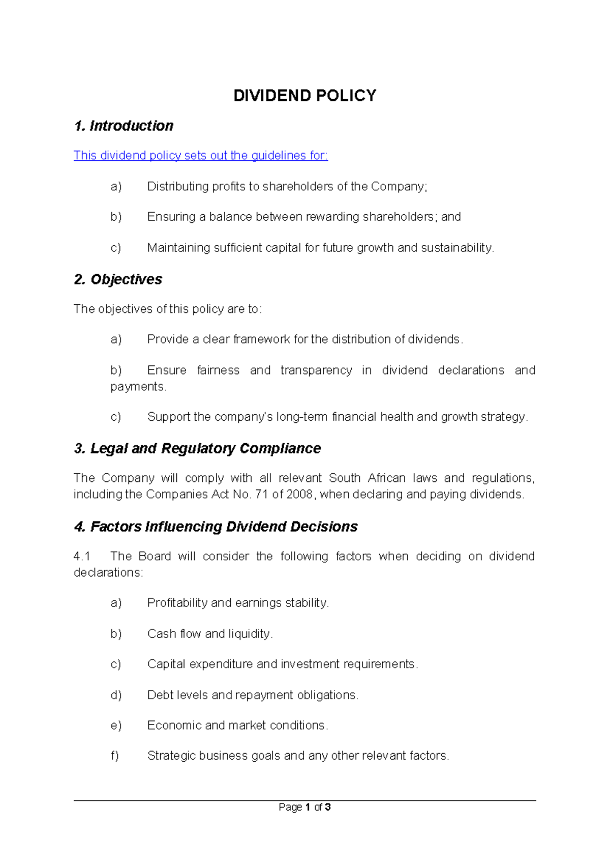 Draft Dividend Policy Guidelines - 19 May 2024 - Studocu