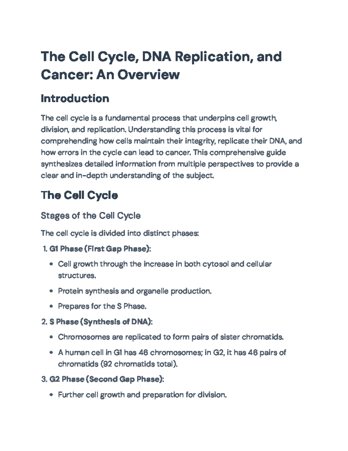 Cell Cycle, DNA Replication, and Cancer: An In-Depth Overview - The ...