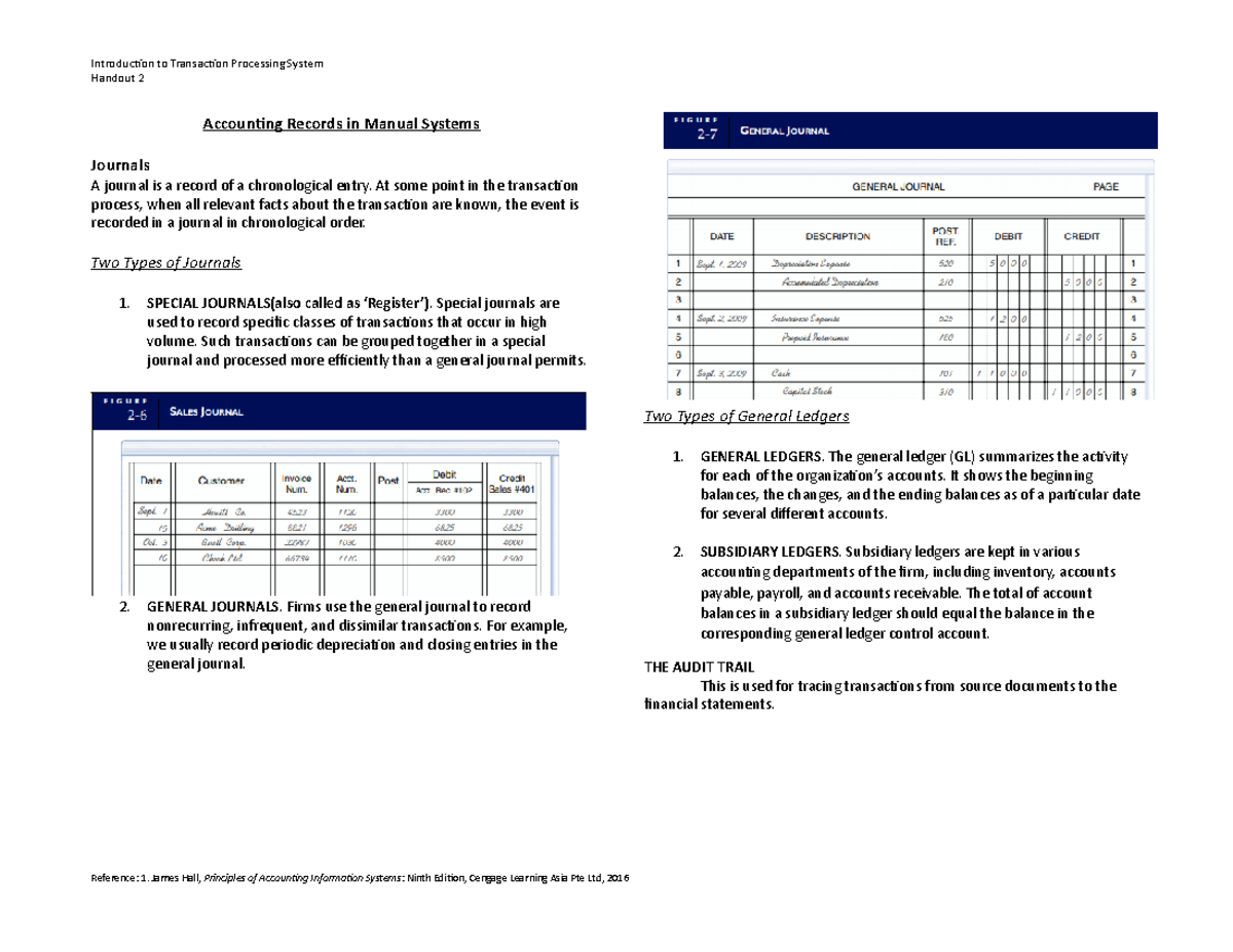 Handout 4 - Lecture notes 4 - Handout 2 Accounting Records in Manual ...