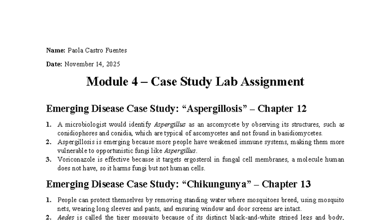 Module 4 Case Study Lab Assignment: Emerging Diseases Overview - Studocu